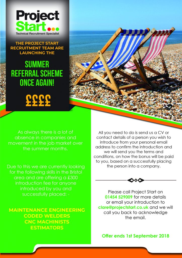 Summer Cash Bonus to claim from Project Start Recruitment £££ - Project ...
